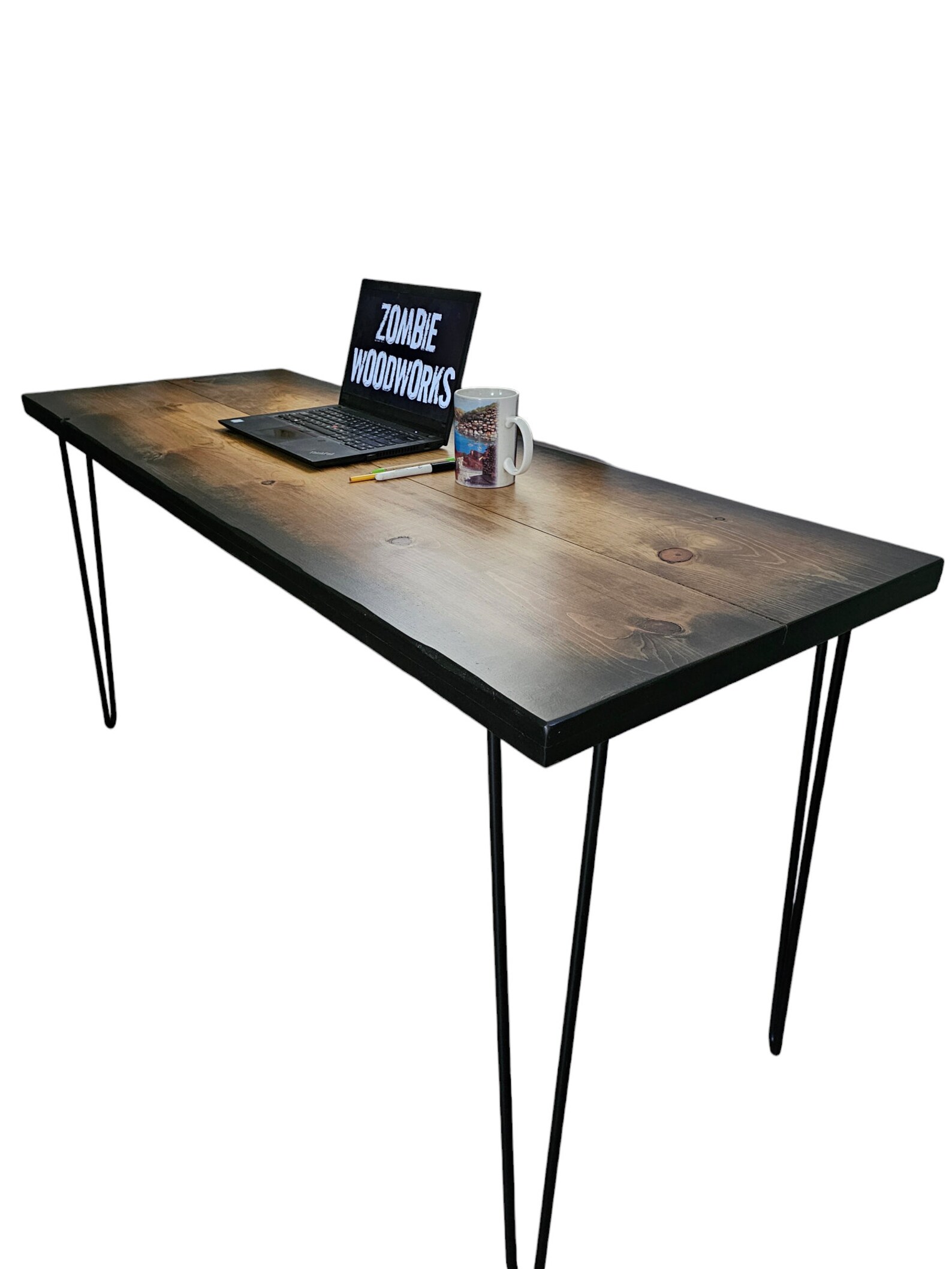 Sunburst Wood Desk Reclaimed Distressed Desk With Hairpin Legs - Etsy