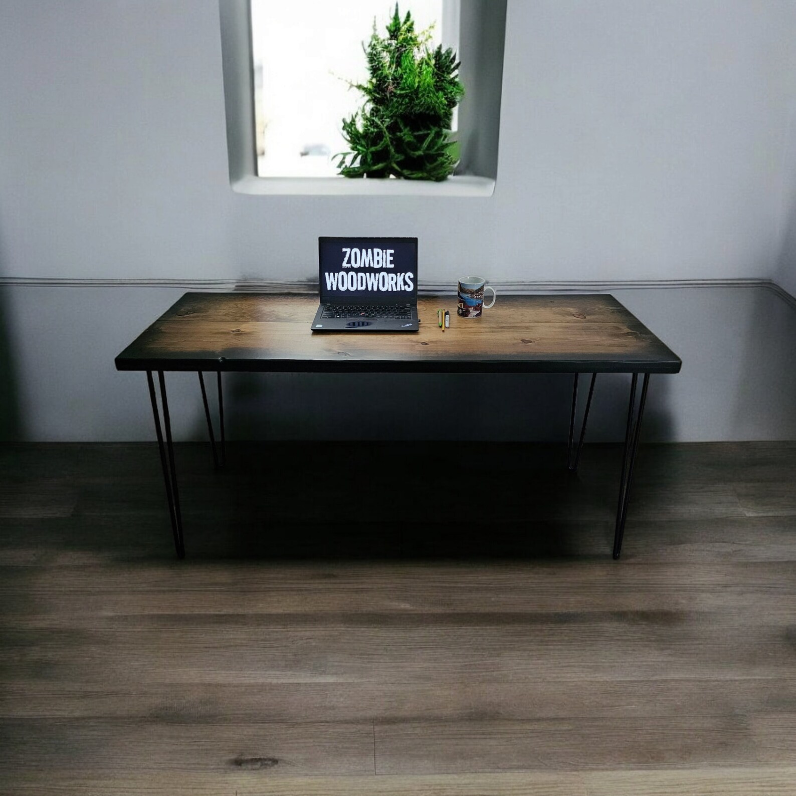 Sunburst Wood Desk Reclaimed Distressed Desk With Hairpin Legs - Etsy