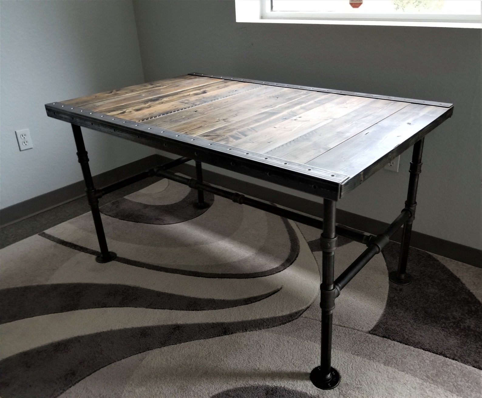 Reclaimed Distressed Desk With Pipe Legs, Well Built, Quality ...