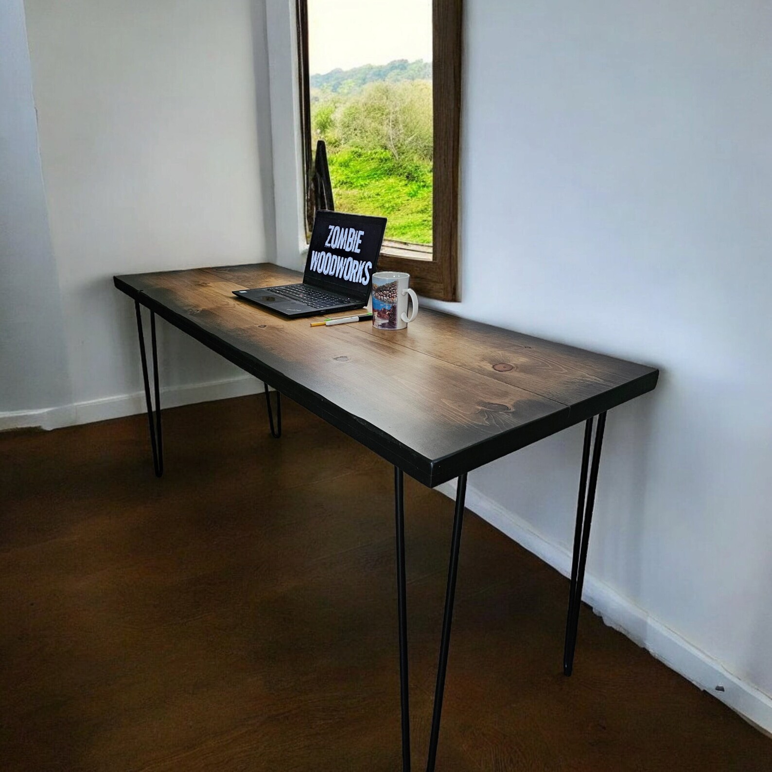 Sunburst Wood Desk Reclaimed Distressed Desk With Hairpin Legs - Etsy