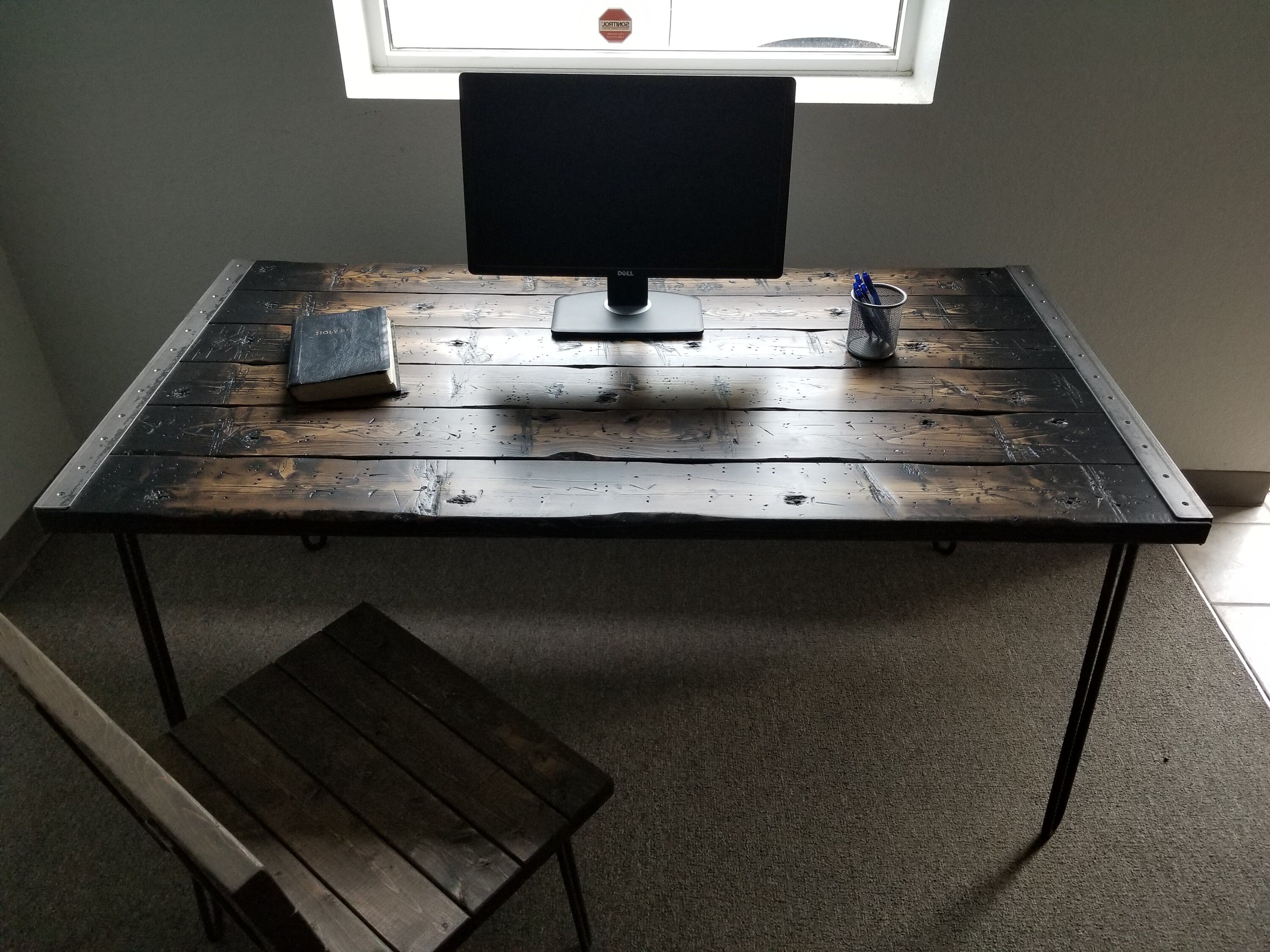 Tortured Reclaimed Distressed Industrial Wood Desk With Rebar - Etsy