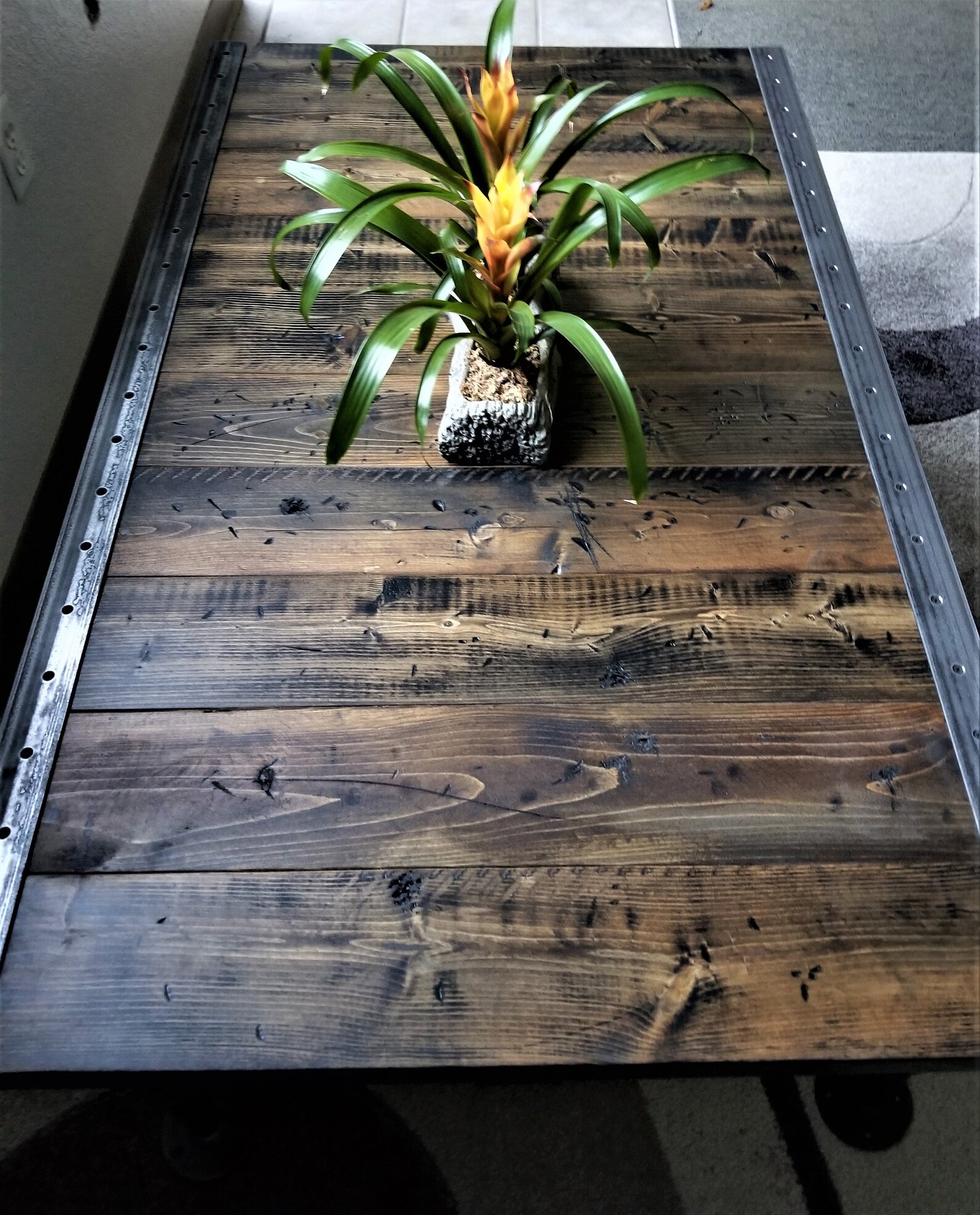 Reclaimed Distressed Custom Built Industrial Coffee Table, Wood, Raw ...
