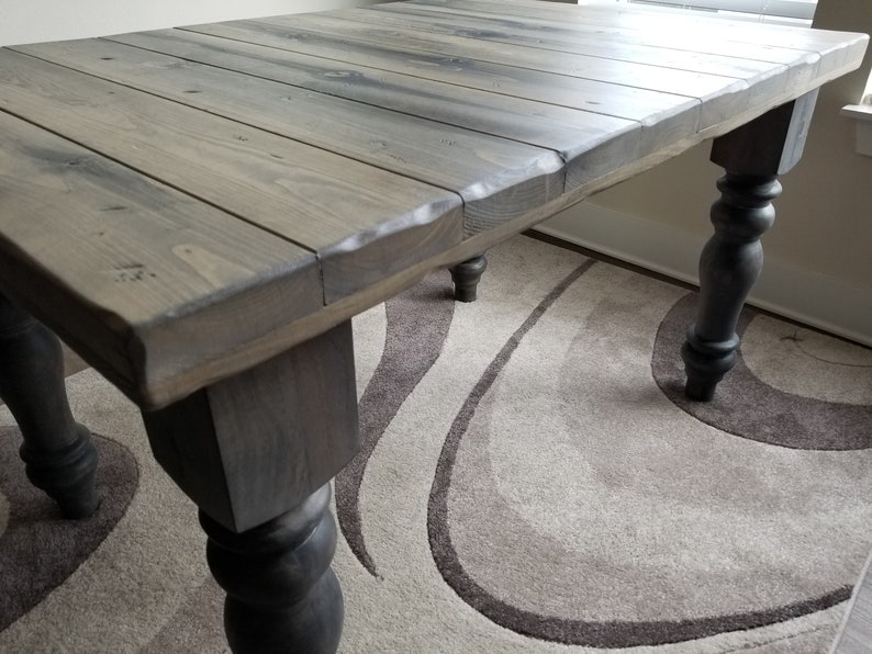 Farmhouse Dining Table Reclaimed Distressed Solid Wood With Chunky Wood ...