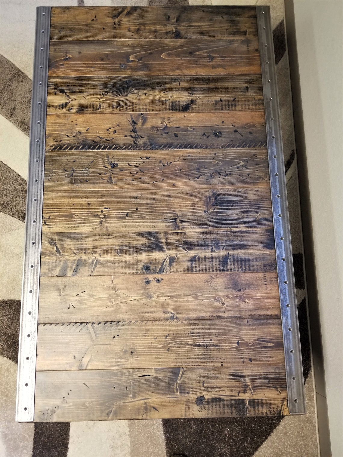 Reclaimed Distressed Custom Built Industrial Coffee Table, Wood, Raw ...