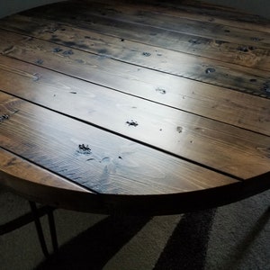 Reclaimed Distressed Old Round Dining Table With Heavy Duty Hairpin ...