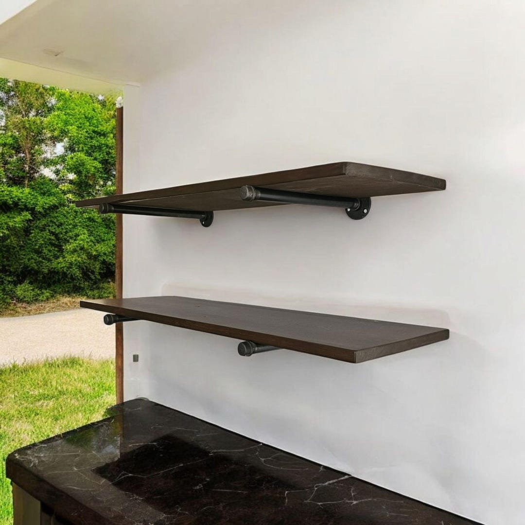 1x12 Single Plank Pipe Shelf - Everything Included to Mount to Drywall ...