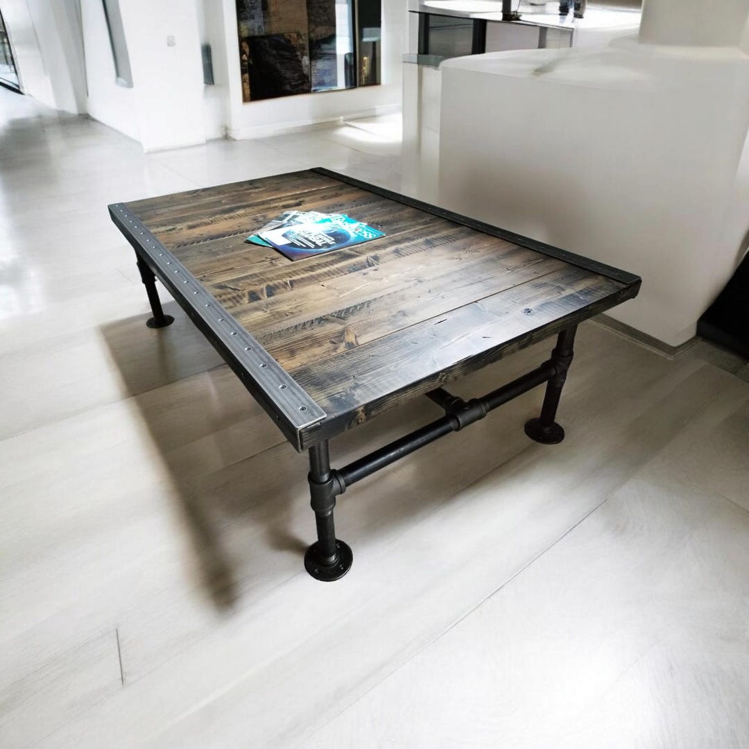 Reclaimed Distressed Coffee Table With Pipe Legs, Well Built, Quality ...