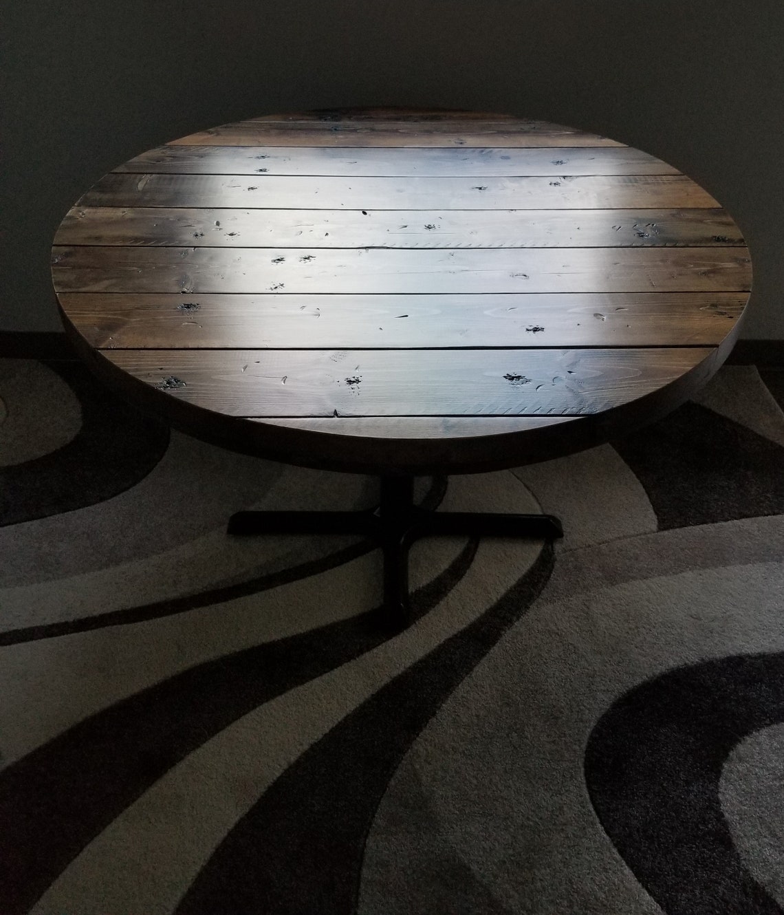 Reclaimed Distressed Round Coffee Table. Heavy Duty Rebar - Etsy