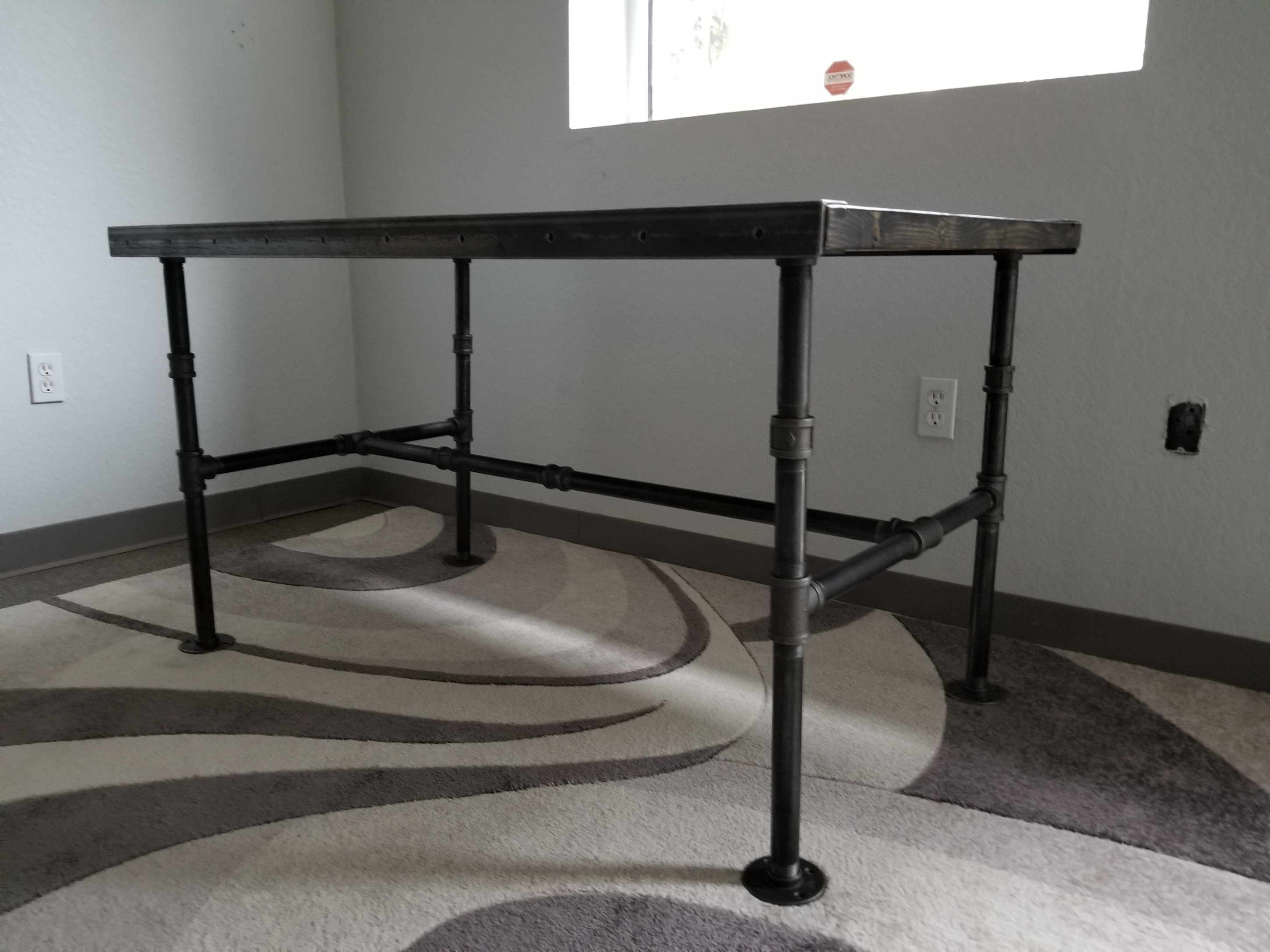 Reclaimed Distressed Dining Table With Pipe Legs Pub Height Counter ...