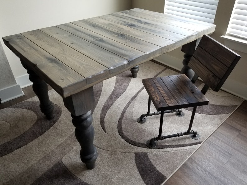 Farmhouse Dining Table Reclaimed Distressed Solid Wood With Chunky Wood ...