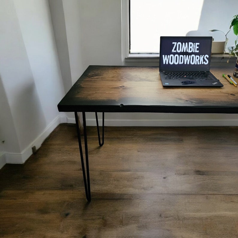 Sunburst Wood Desk Reclaimed Distressed Desk With Hairpin Legs - Etsy