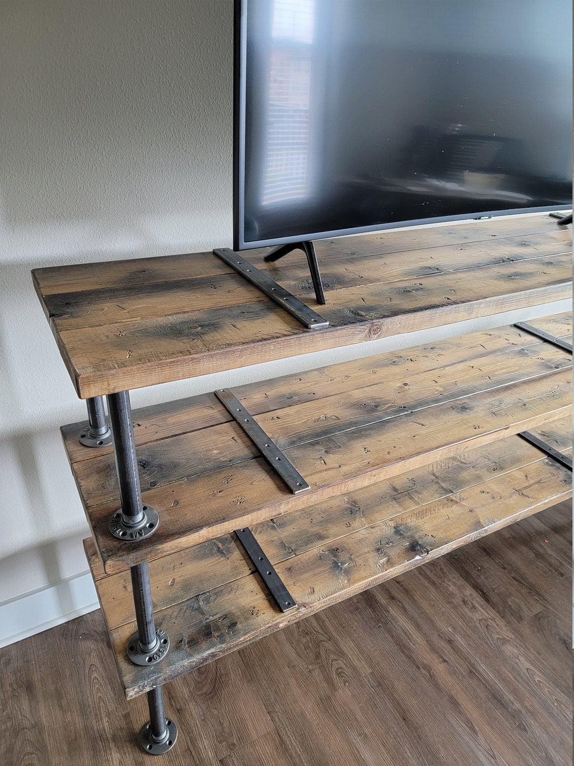 TV Stand Entertainment Center Reclaimed Distressed Wood With - Etsy