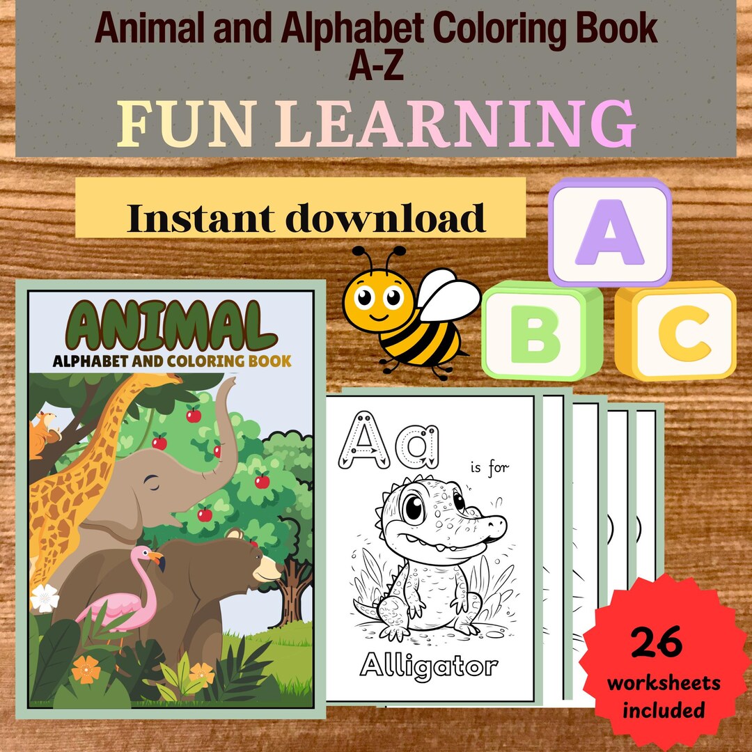 Alphabet Animal Coloring Book A-Z: Toddler Preschool Worksheets ...