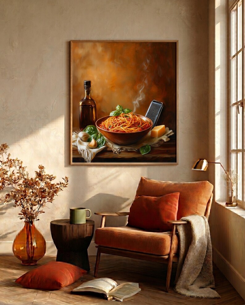 Italian Pasta Wall Art Framed Canvas | Spaghetti Kitchen Print ...