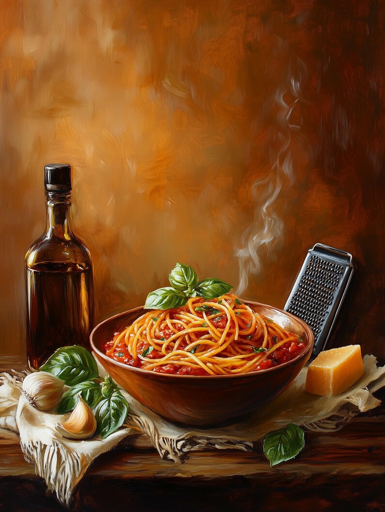 Italian Pasta Wall Art Framed Canvas | Spaghetti Kitchen Print ...