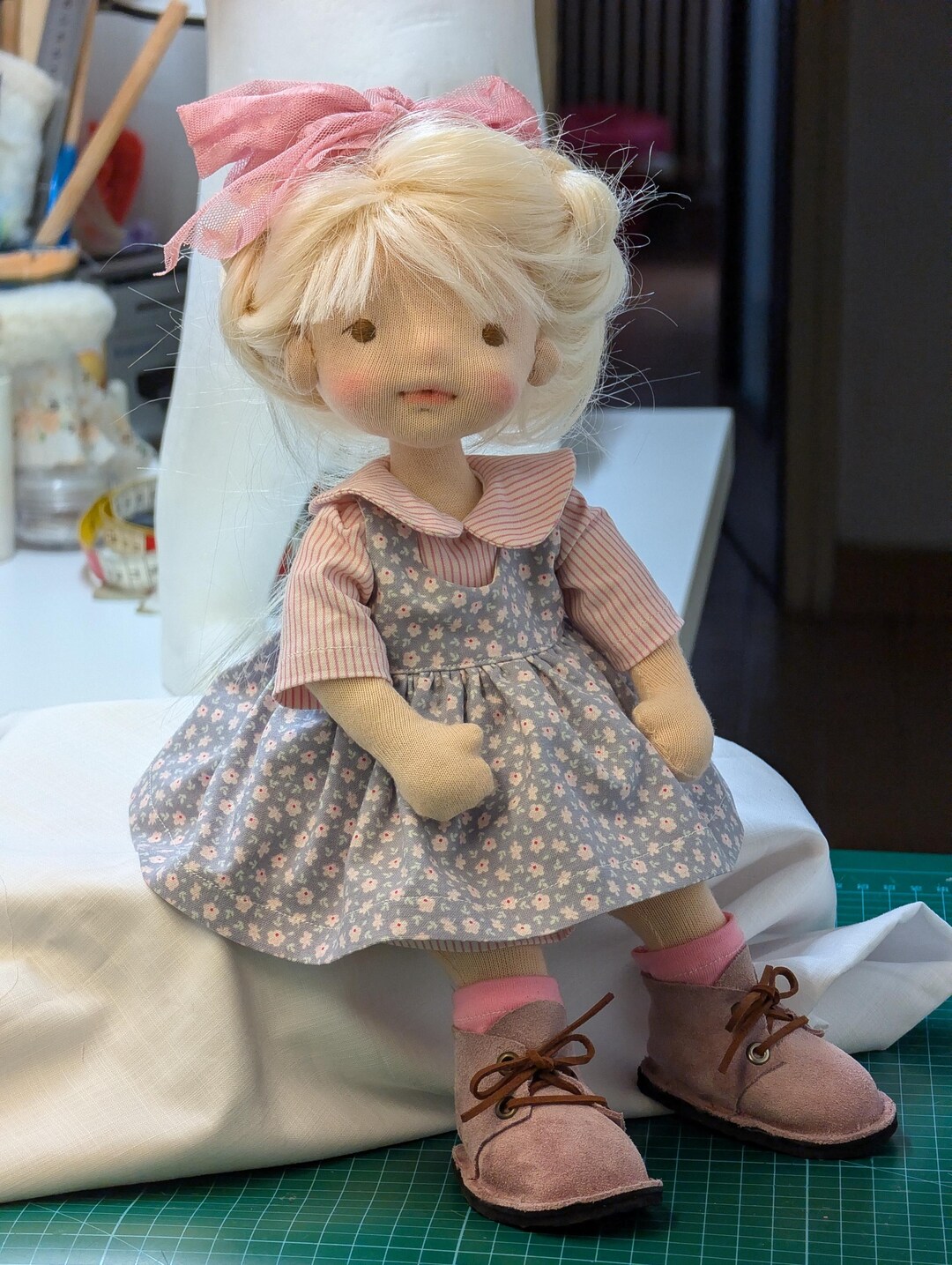 Handmade Natural Fiber Doll 13" Rowan Collectible - Etsy