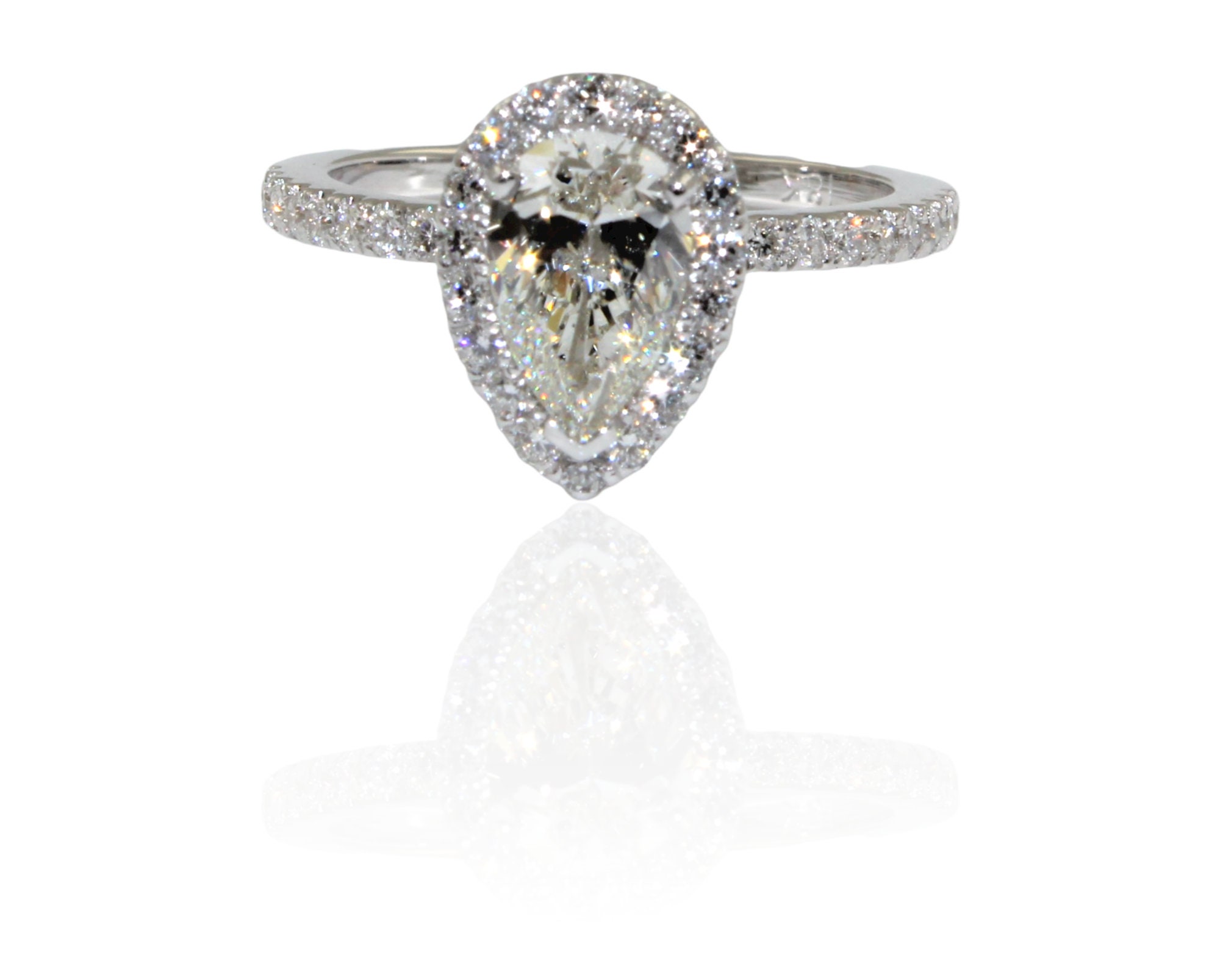 Pear Shaped Halo Diamond Engagement Ring in 18k White Gold - Etsy
