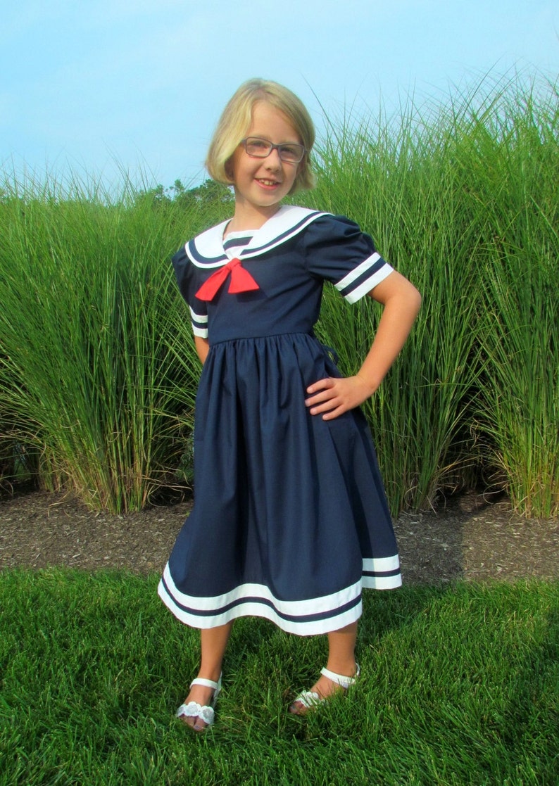 Girls Classic Sailor Dress Etsy