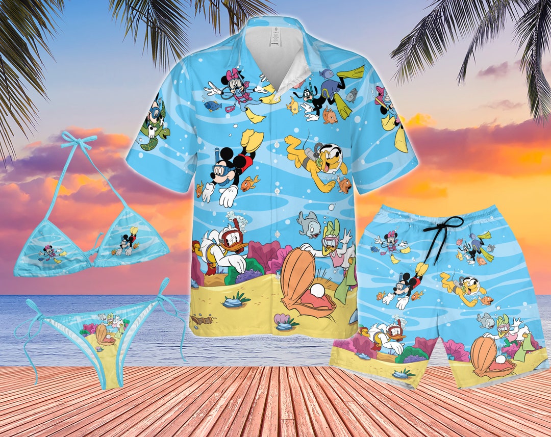 Disney Dive Mickey and Minnie Mouse Hawaiian Summer Shirt Disney World ...