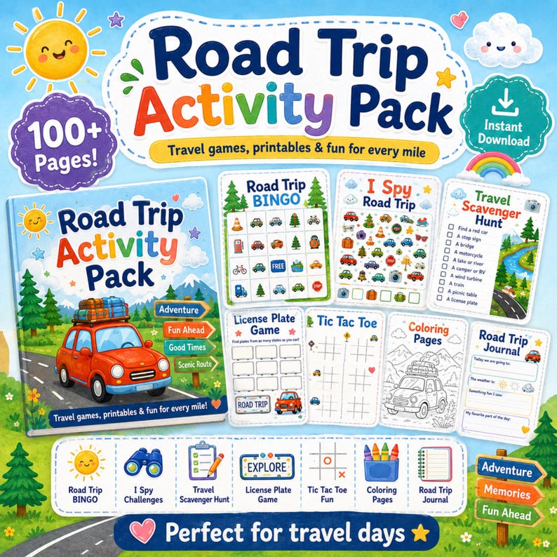 Summer Fun Bundle, Activities, Road Trip Activity Pack, Boredom Buster ...