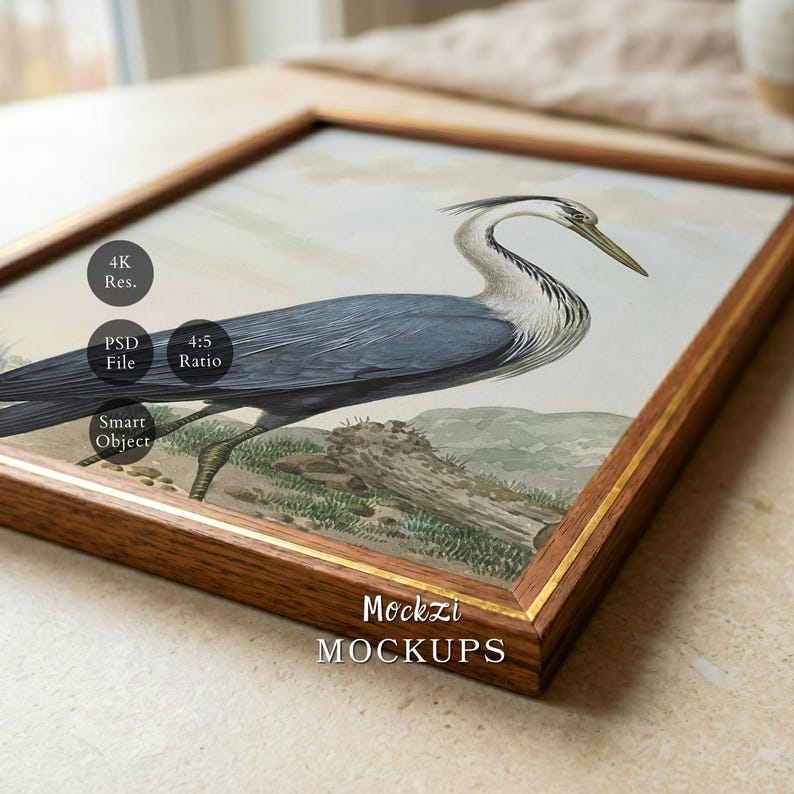 Rustic Wooden Frame Mockup, Close up Wall Art Presentation (digital ...
