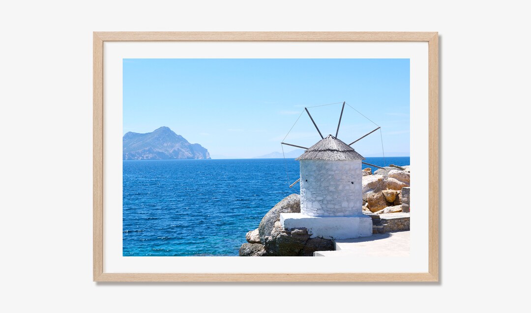 Coastal Print Wall Art, Windmill Decor for Living Room, Travel Poster ...