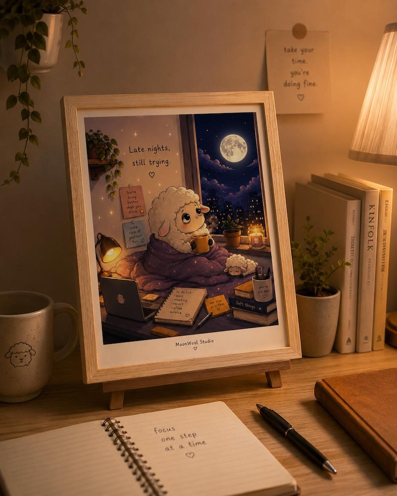 Cozy Sheep Wall Art | Motivational Night Owl Print (digital Download ...