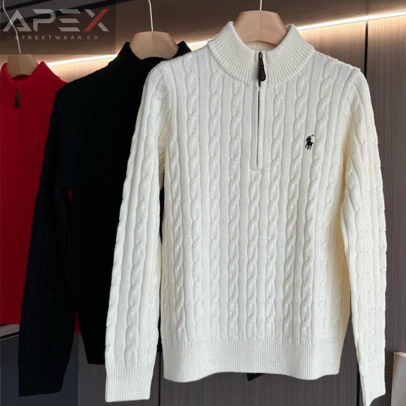 Polo Ralph Lauren Cable Knit Quarter Zip Sweater | Classic Preppy ...