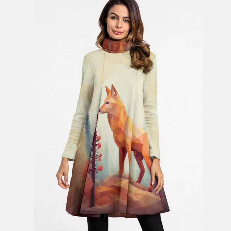 Fox Print Dress - Etsy