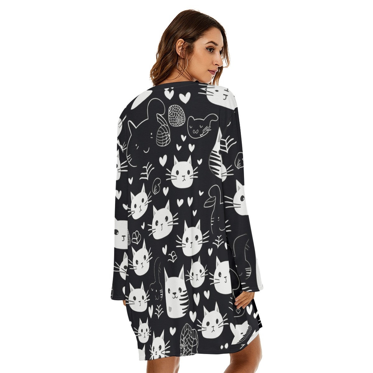 Cats Print Dress, Unique Cat Print Clothing, Everyday Elegance Dress ...
