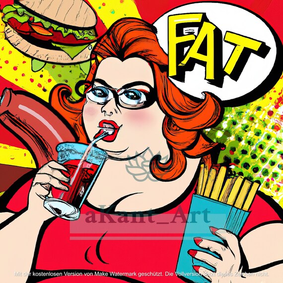 Pop Art Print Fat Girl Art Print Book Illustration Home Deco - Etsy