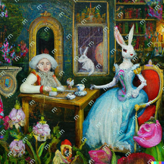 White Rabbit Princess Fantasy Book Illustration Home Decor - Etsy