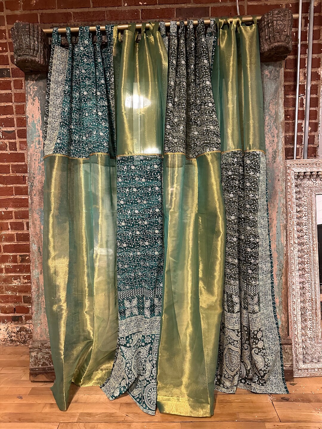 Boho Chic Sari Curtain Custom Set 4 Panels, Unique Mix Sheer Organza ...