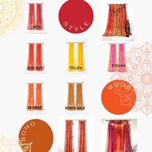 MAROON Burgundy Sari Curtain Boho Window Treatment Sheer Drapes Bedroom ...