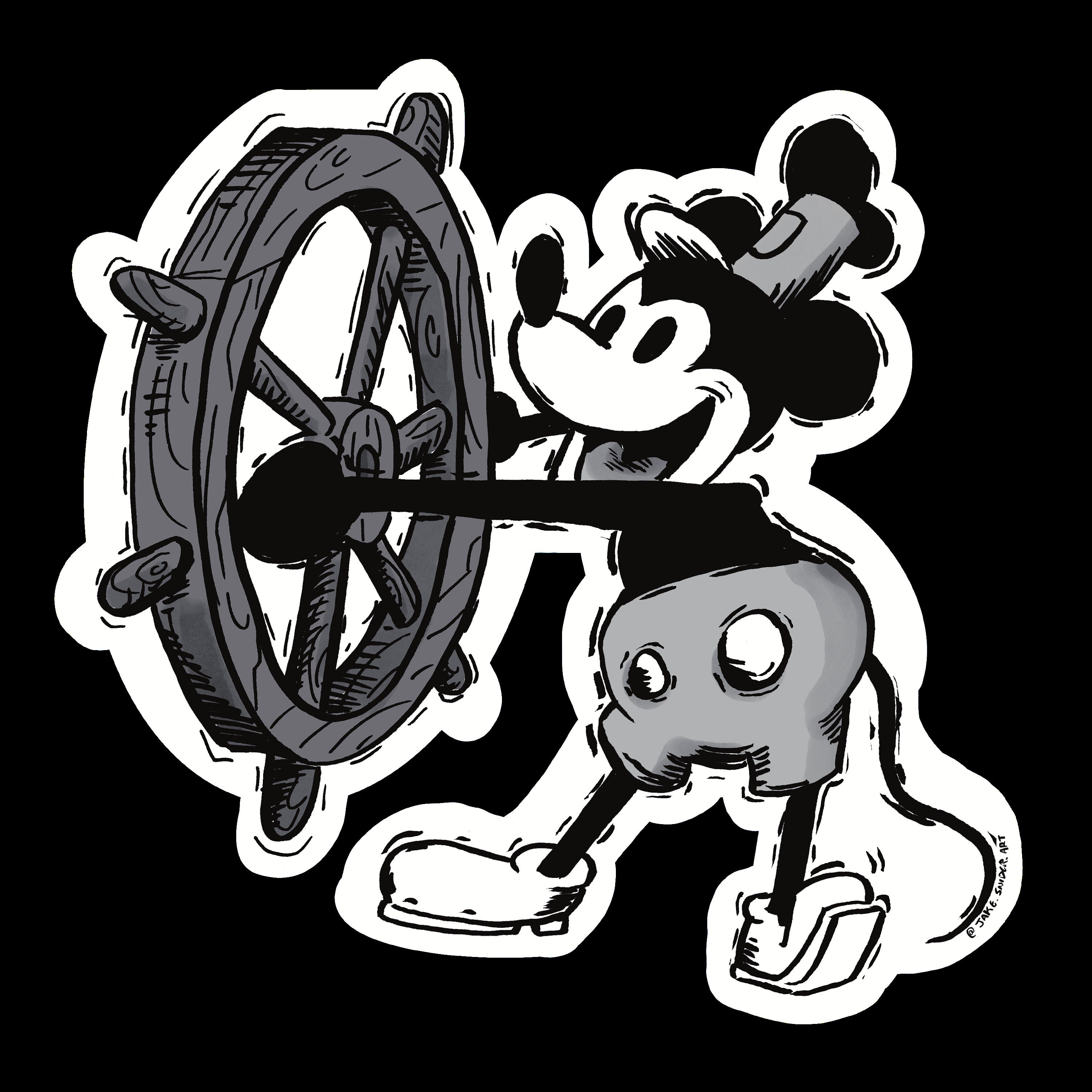 Steamboat Willie Fan Art Vinyl Sticker, Glossy, With Iridescent ...