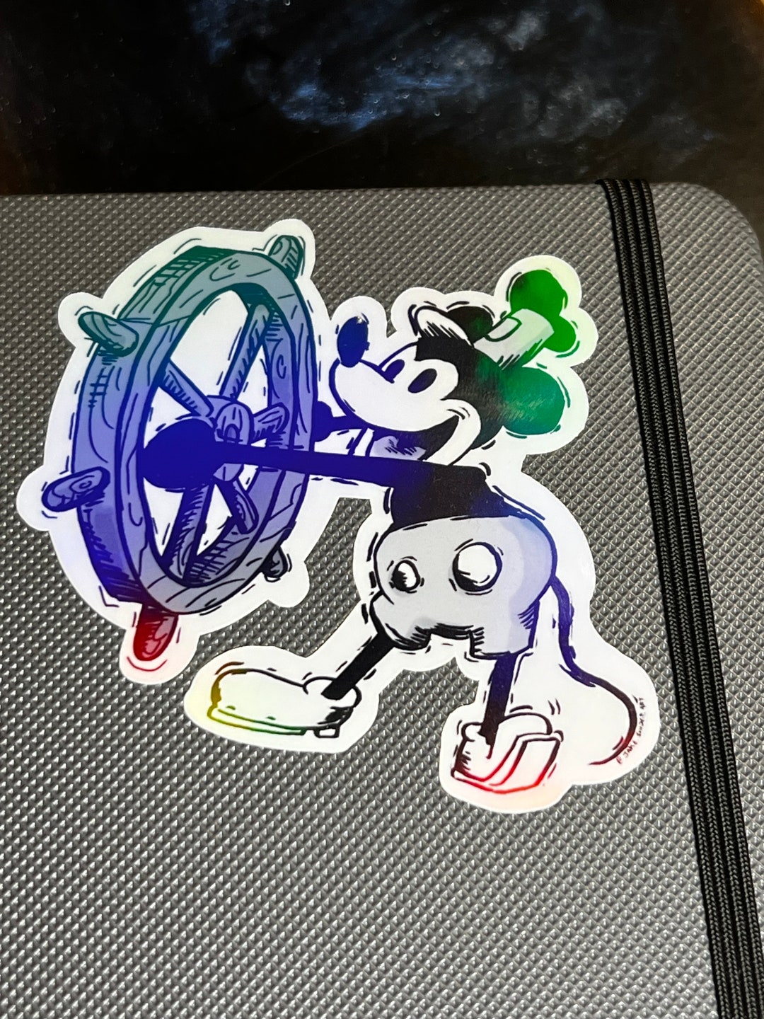 Steamboat Willie Fan Art Vinyl Sticker, Glossy, With Iridescent ...