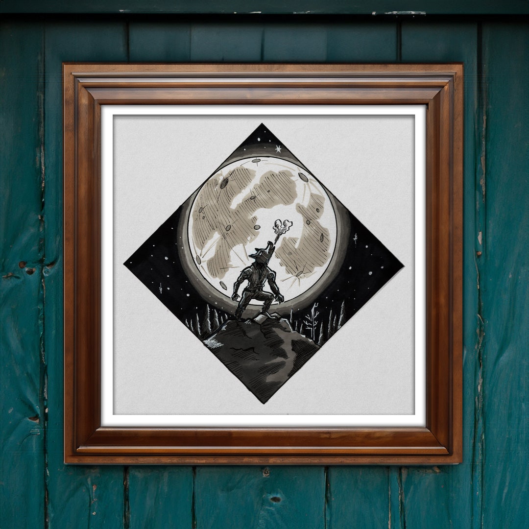 Moon - Unframed Original Illustration Art, Ink, Alcohol Markers ...