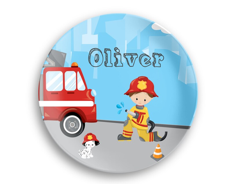 Firefighter Personalized Plate Firefighter Boy Girl Fire | Etsy