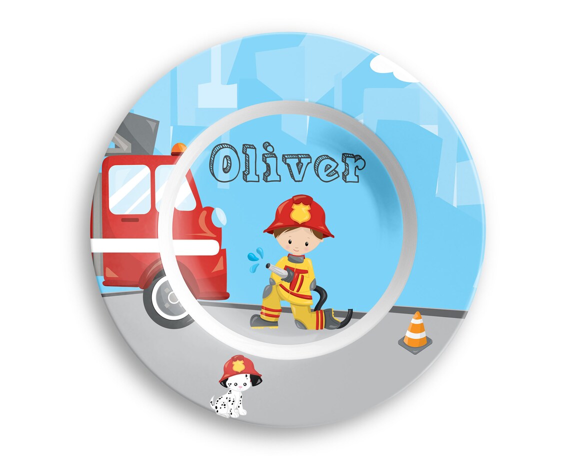 Firefighter Personalized Plate Firefighter Boy Girl Fire - Etsy