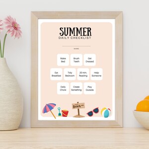 Kids Summer Daily Checklist Printable, Coral Beach Banner, Printable ...