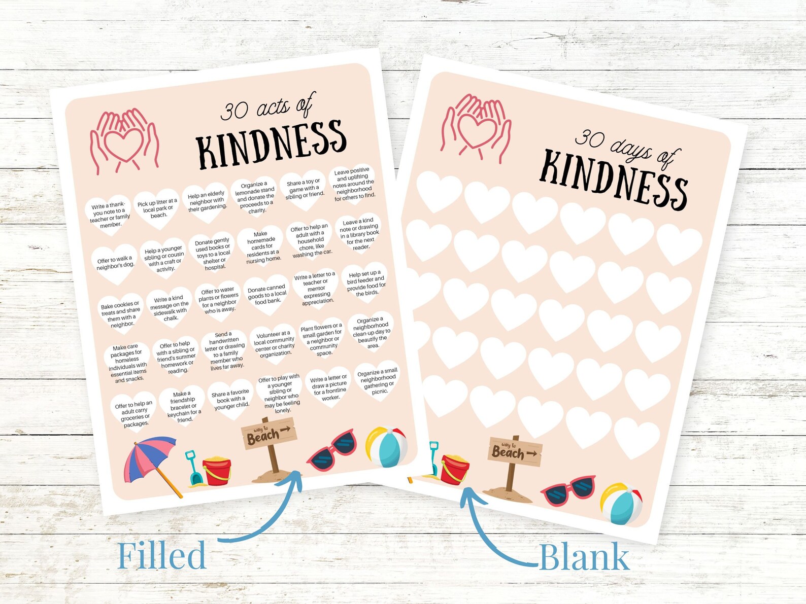 Kids Summer 30 Acts of Kindness Printable, Coral Beach Banner ...