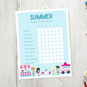 Kids Summer Daily Weekly Checklist Printable, Ice Cream Truck Stand ...