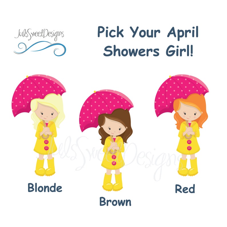 Personalized Plate April Shower Girl Pink Umbrella Blue - Etsy