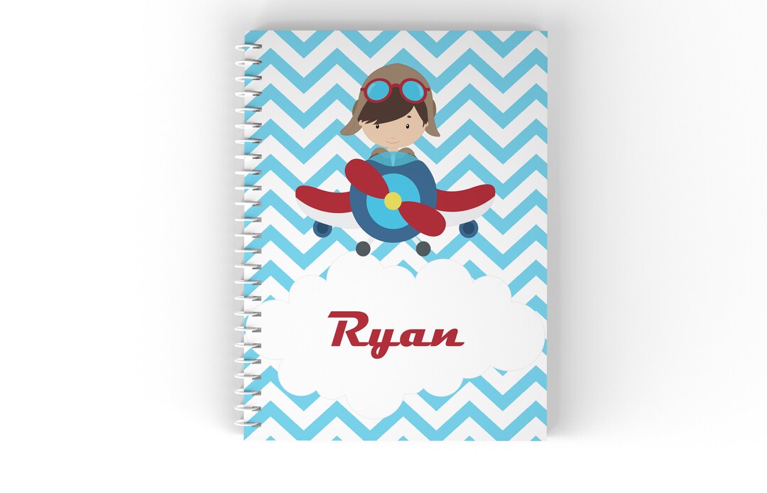 Airplane Notebook Airplane Pilot Blue Chevron Personalized Notebook ...