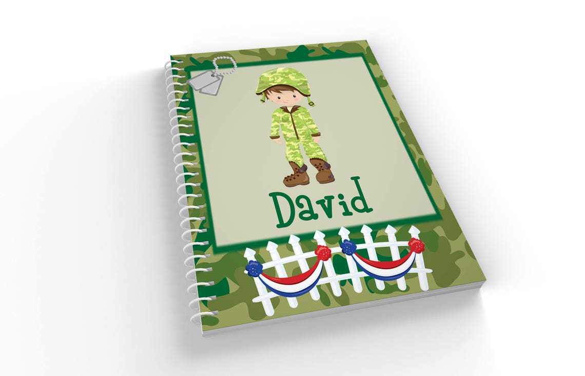 Military Personalized Notebook Military Boy Girl Green Tan - Etsy