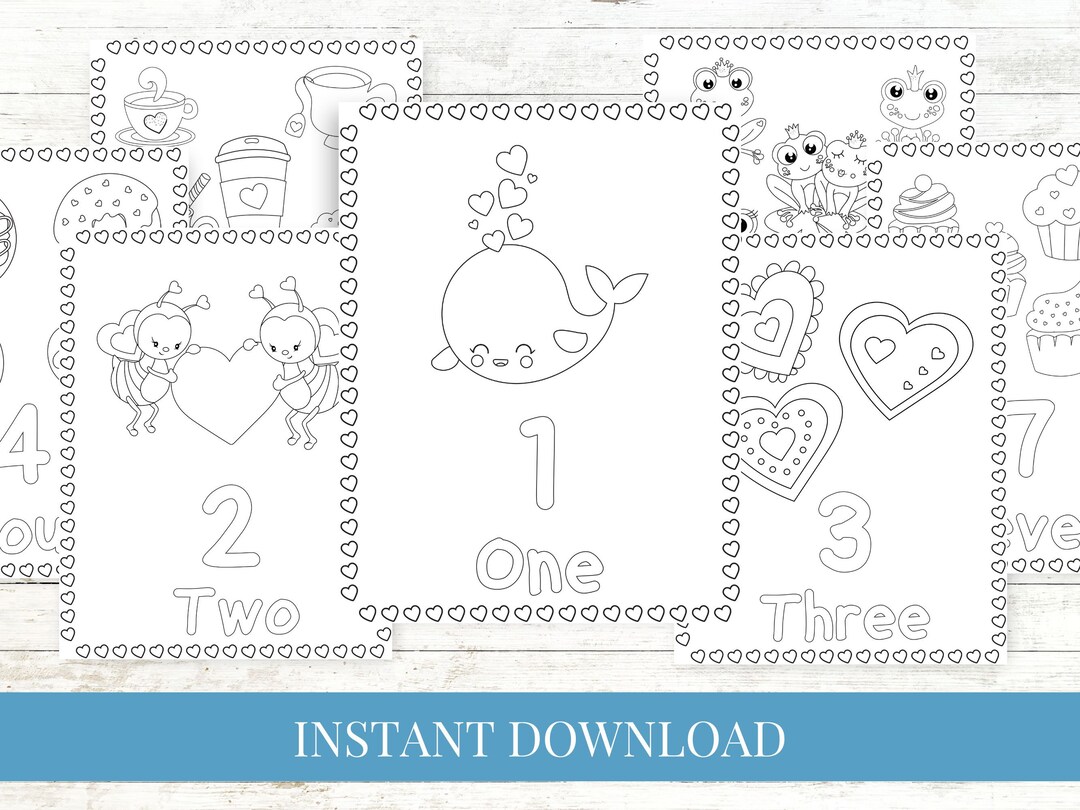Valentine Coloring Pages Printable, Valentine Counting Coloring Pages ...