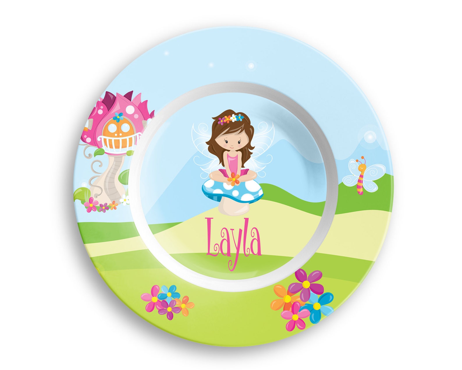 Fairy Personalized Plate Fairy Girl Flower House Blue Sky | Etsy