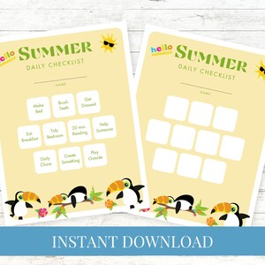 Kids Summer Daily Checklist Printable Hello Summer Toucan - Etsy