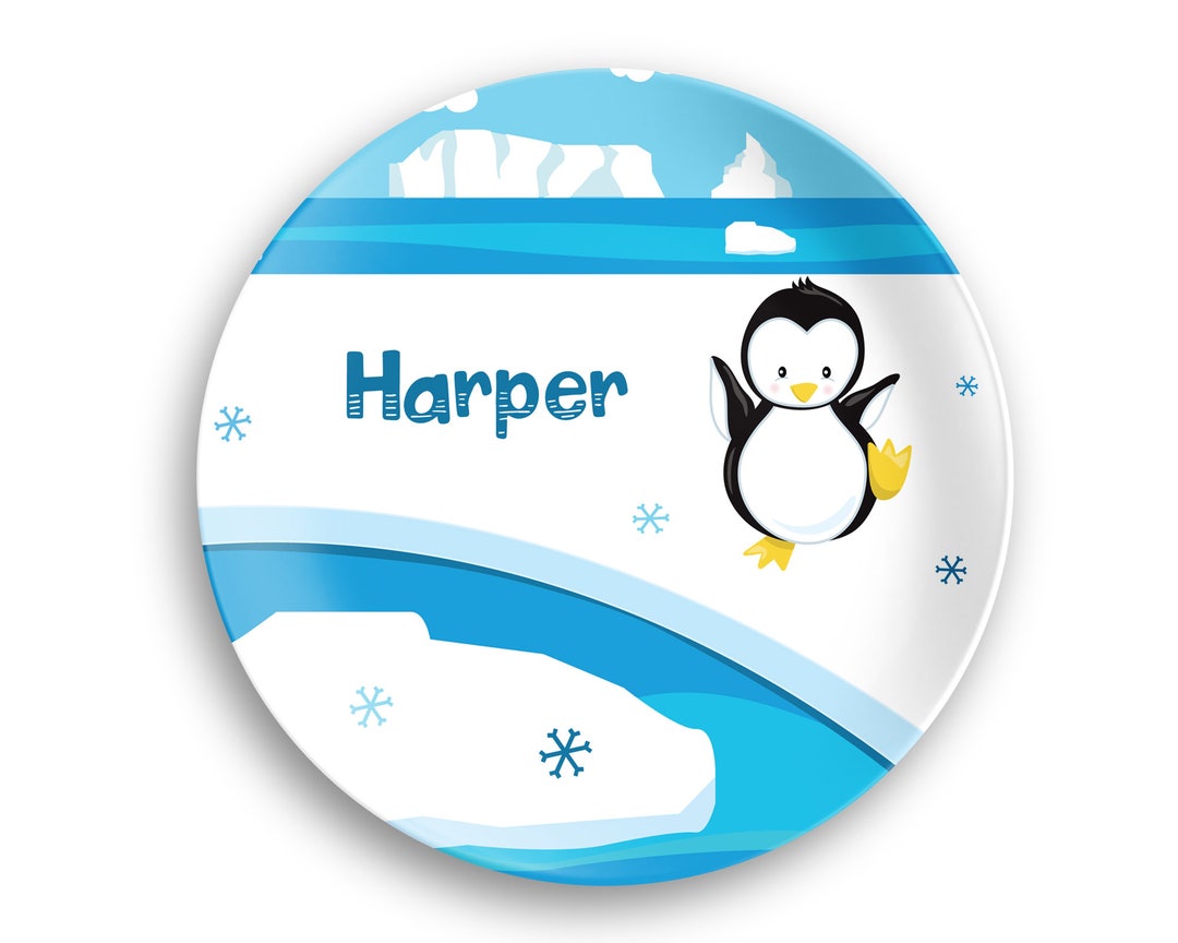 Animal Kids Plate – Arctic Animal Winter Ice Snow Scene, Personalized ...