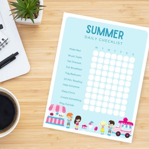 Kids Summer Daily Weekly Checklist Printable, Ice Cream Truck Stand ...